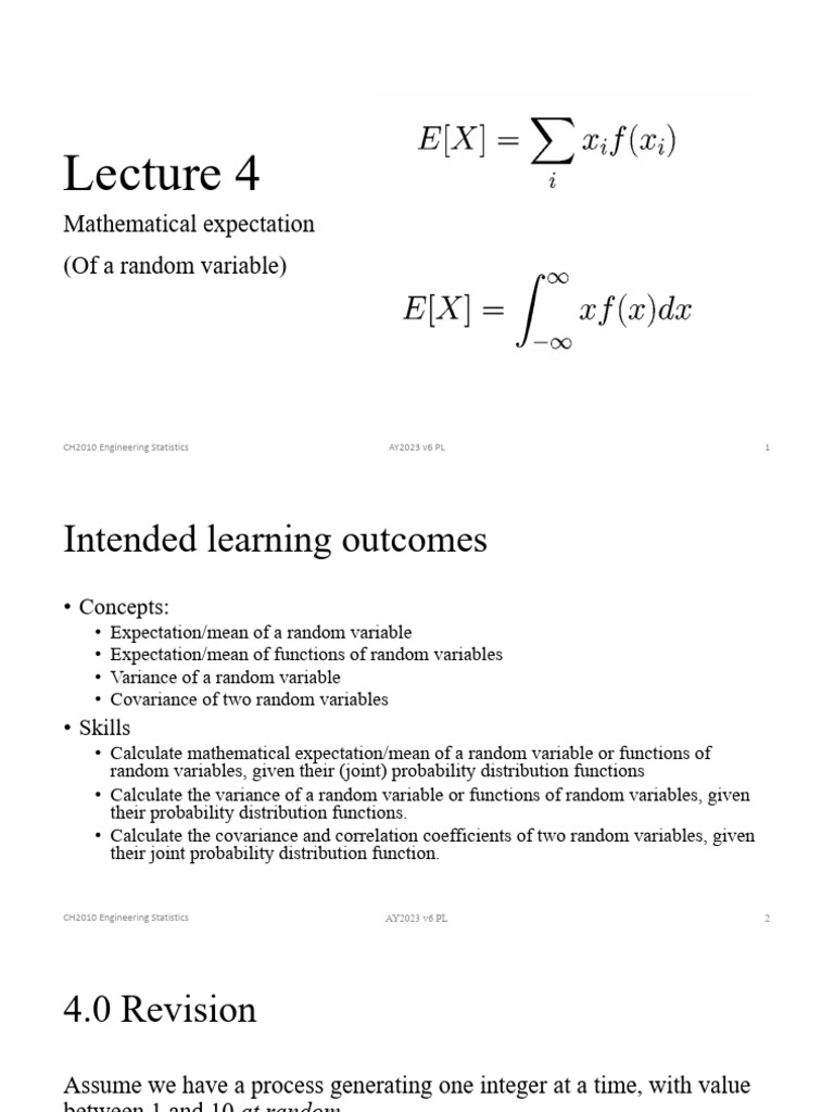 Mathematical Expectation | PDF | Random Variable | Variance