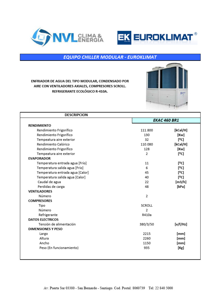 Ficha Chiller Modular-Ekac-460 | PDF | Refrigerador | Termodinámica