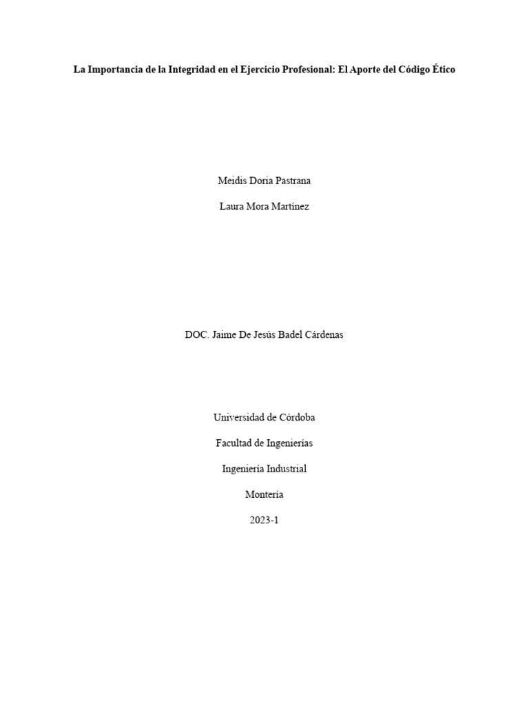Integridad Profesional y Código Ético | PDF | Comportamiento | Sociedad