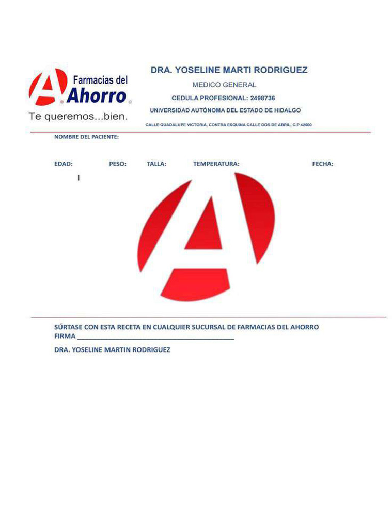 Receta Farmacias Del Ahorro | PDF