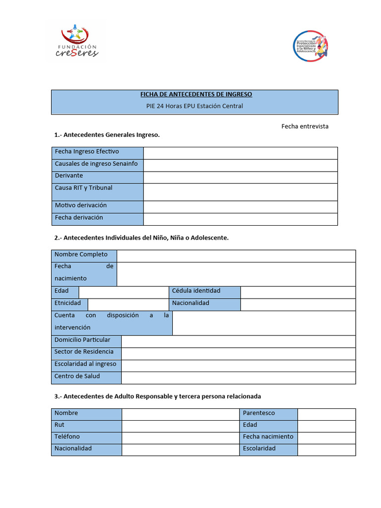 Formato Ficha de Ingreso | PDF