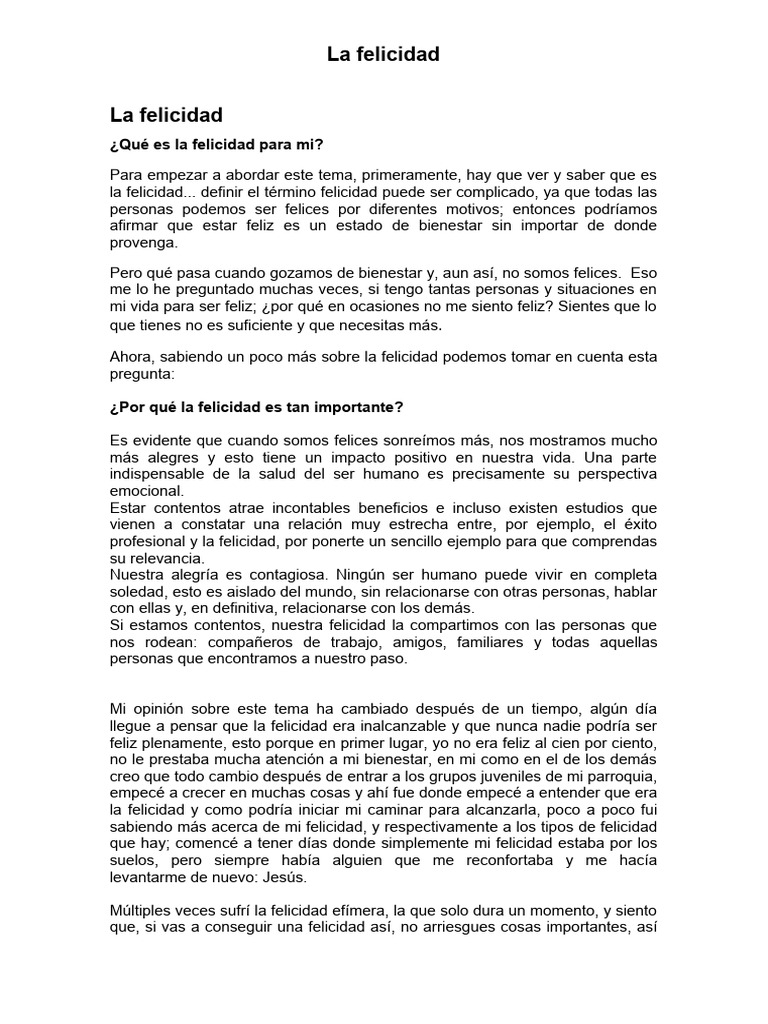 La Felicidad | PDF | Felicidad