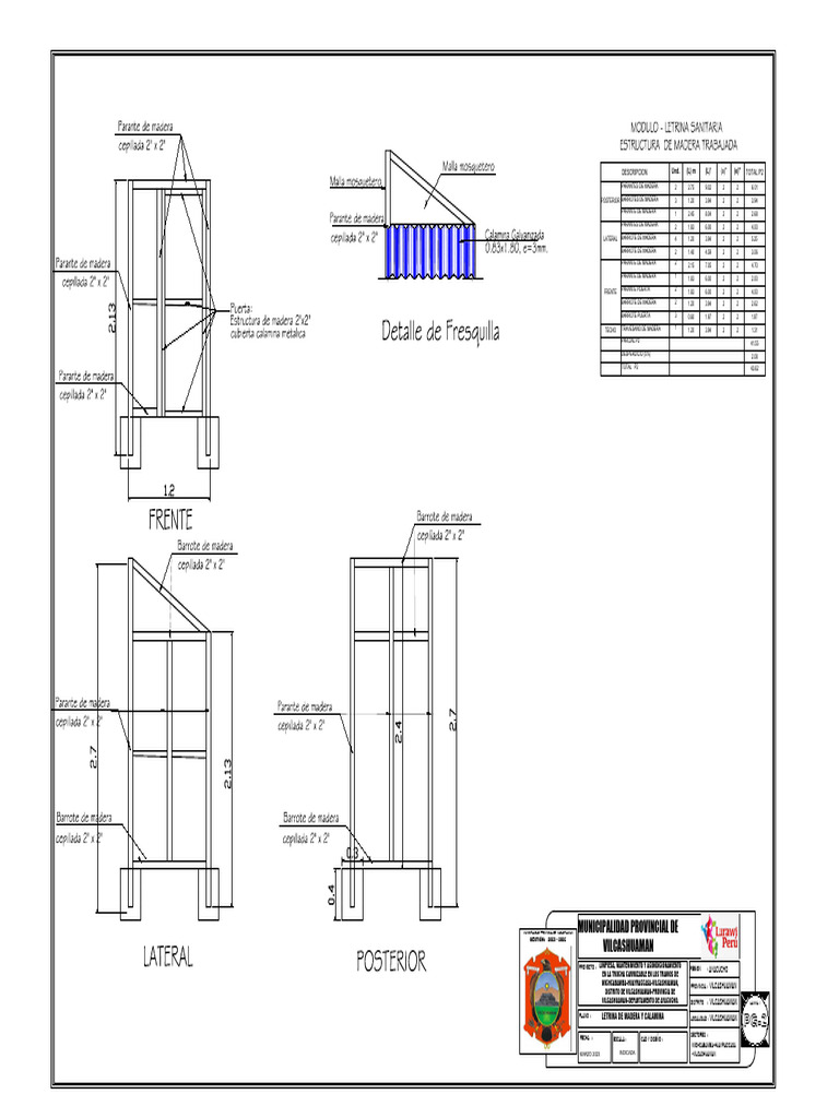 Letrina Domiciliaria Prefabricada 1.20x1.20 | PDF