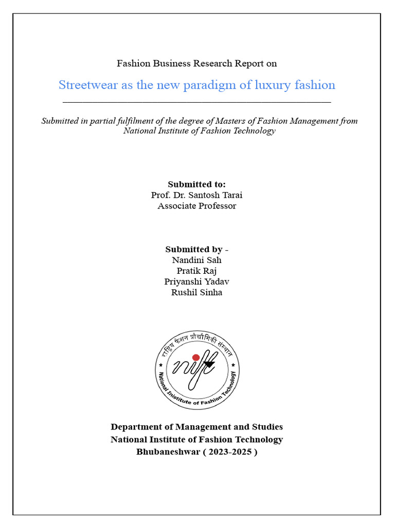 Fashion Business Research Report On Sreetwear | PDF | Fashion | Brand