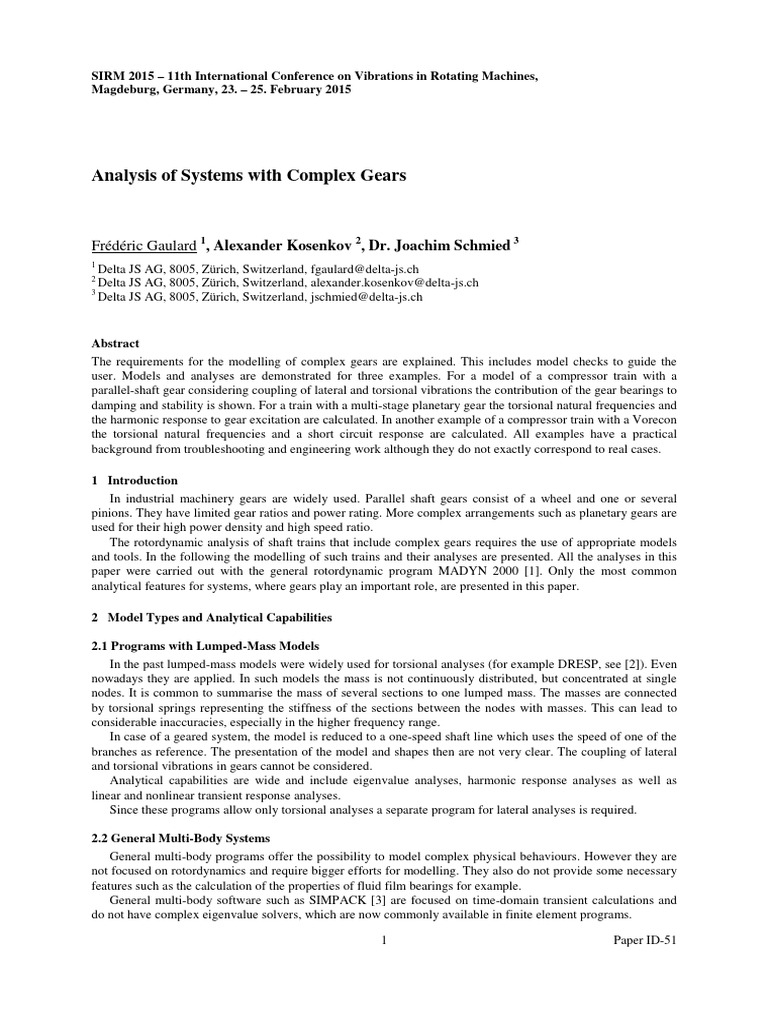 Complex Gear Systems Analysis | PDF | Gear | Machines
