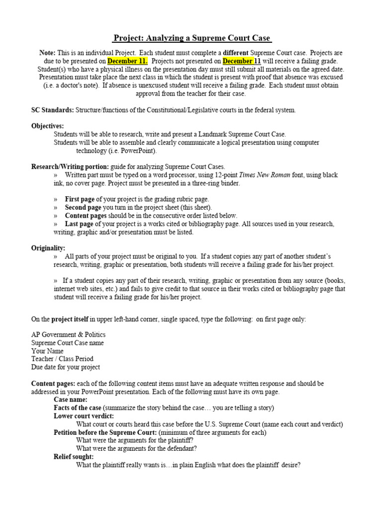SCOTUS Project Original Student | PDF | Supreme Court Of The United States