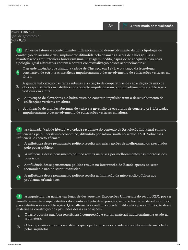 Autoatividades Webaula 1 | PDF