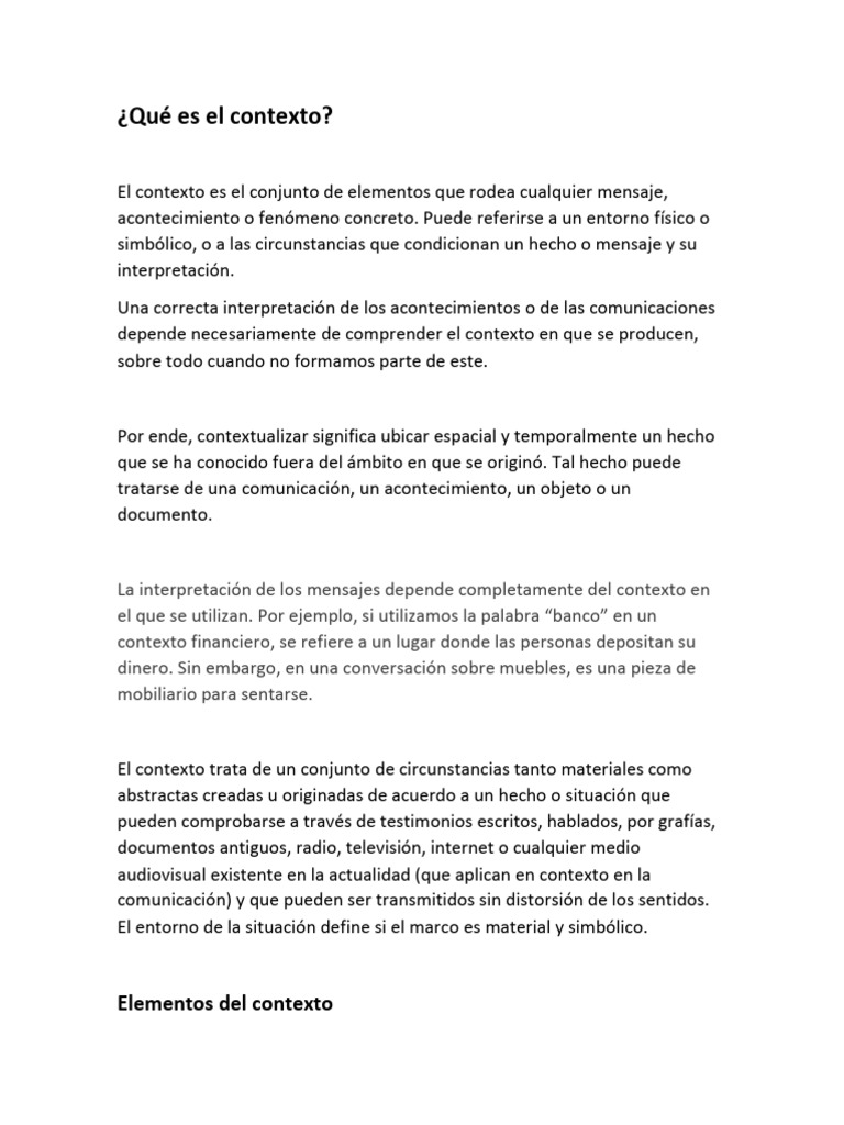 Contexto en El Lenguaje | PDF | Comunicación | Lingüística