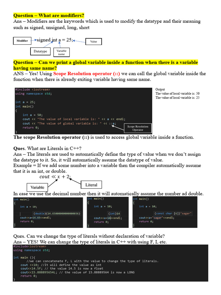 Modifiers - Literals - Referencevariable - Typecasting - Constants and ...