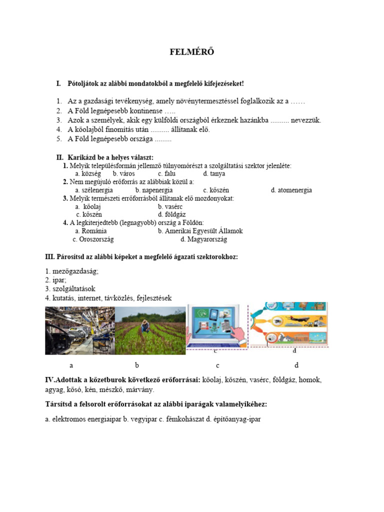 Teszt 6. B. Foldrajz | PDF