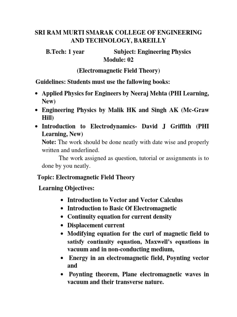 Unit 02 Electromagnetic Wave | PDF | Euclidean Vector | Mathematical Physics
