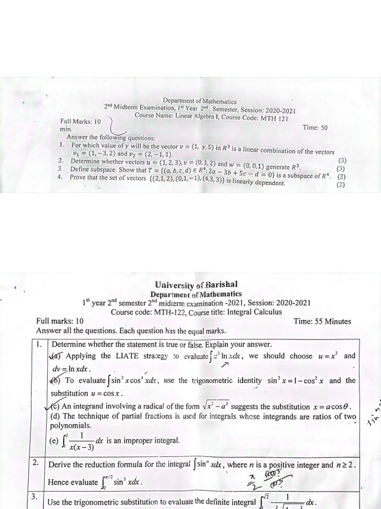 1st Year 2nd Semester All Previous Year Question. Nasir Jamshed 1 1 | PDF