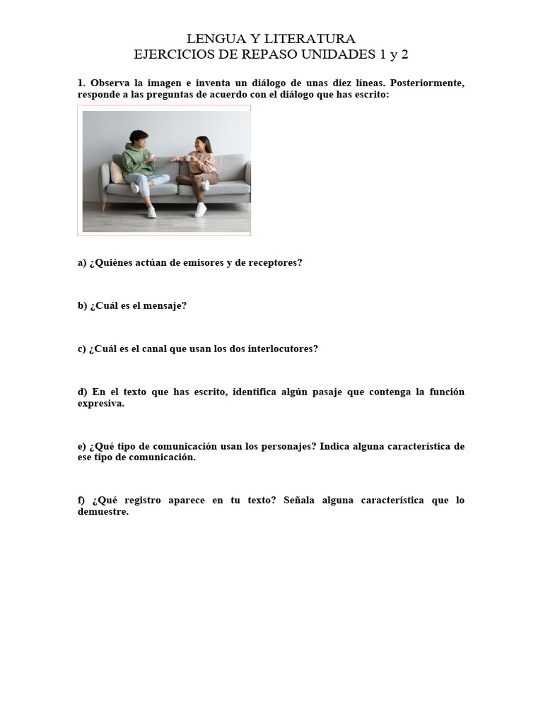 EJERCICIOS DE REPASO UD 1 y 2 | PDF | Comunicación | Lingüística
