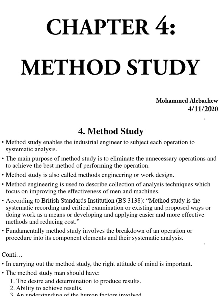 Lecturenote - 172090730chapter 4 Method Study | PDF