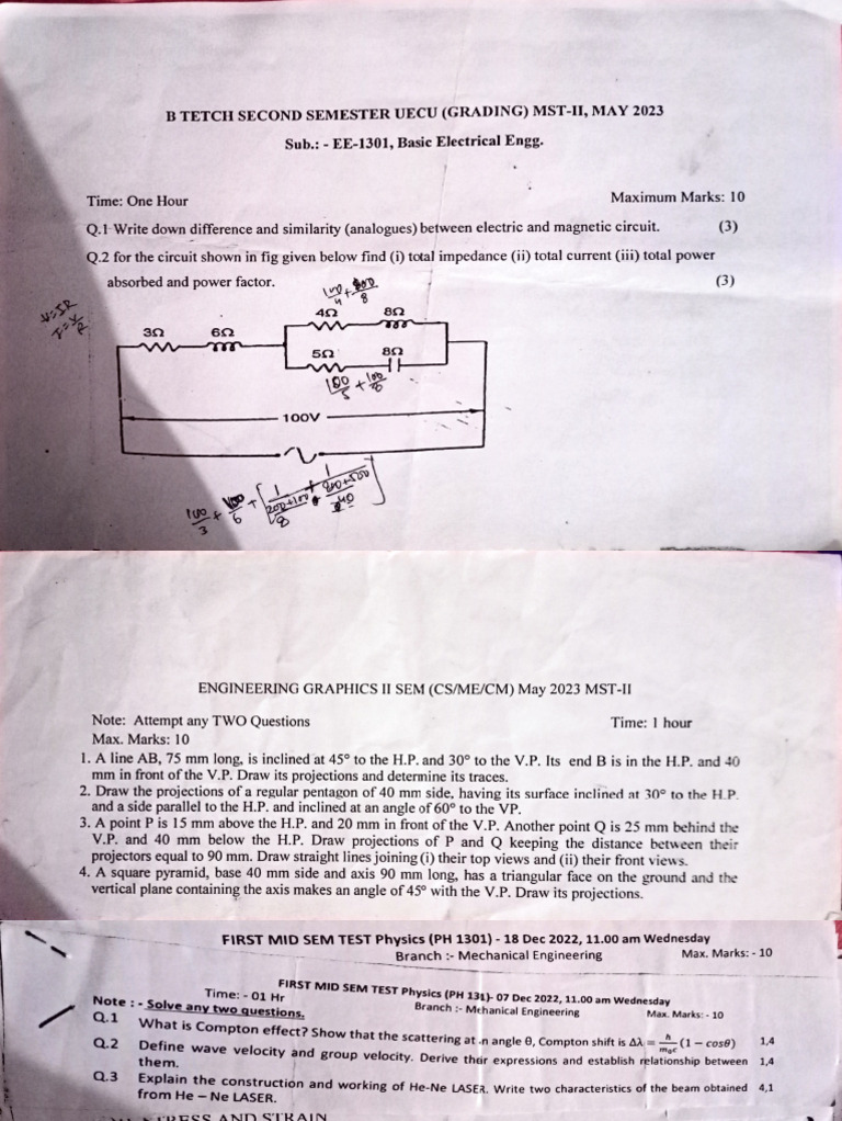 1st Year MST Papers 2022 Uecu | PDF