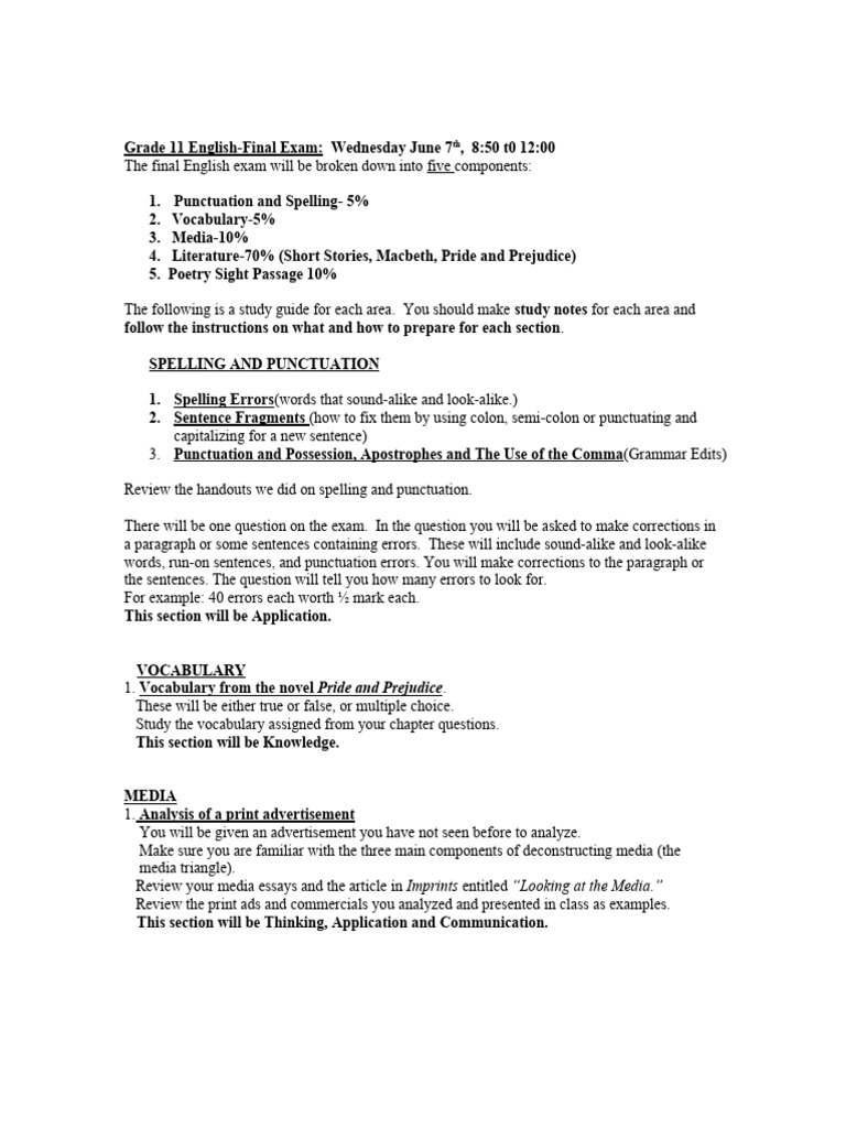 11 English Exam Review 2023 | PDF | Essays | Poetry