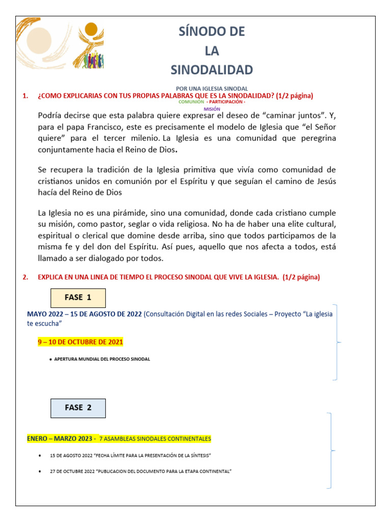 Sínodo de La Sinodalidad 2023 - Odec | PDF | Sínodo | Iglesia Católica