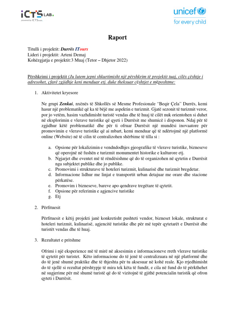 RAPORTI FILLESTAR - Shembull Model | PDF