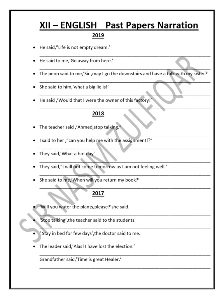 Past Papers Narration | PDF