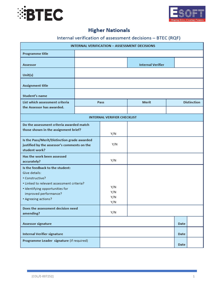 Higher Nationals: Internal Verification of Assessment Decisions - BTEC (RQF) | PDF | Programming ...