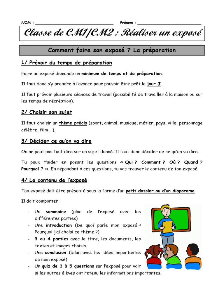 Guide pour un exposé réussi en CM2 | PDF | Arts du langage et ...