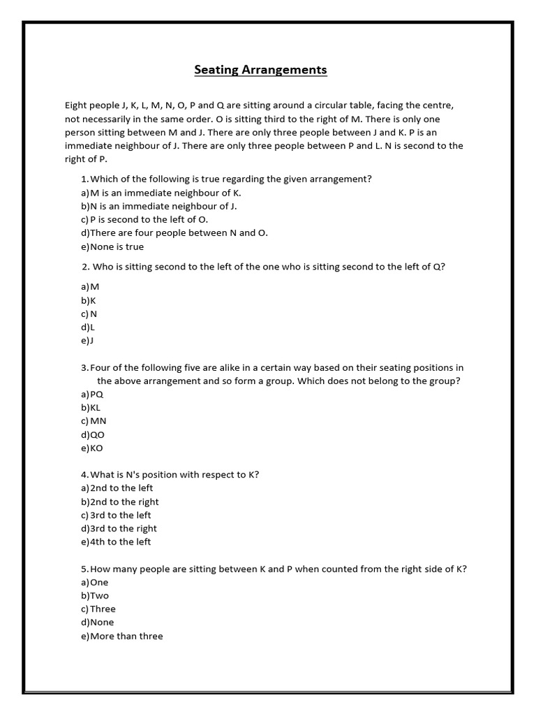 7 Week11 Seating Arrangements Worksheet | PDF