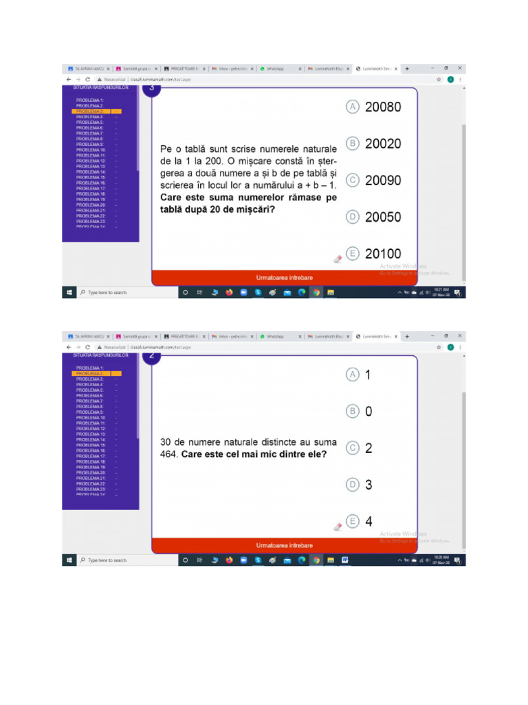 Subiecte LuminaMath Nov 2020 | PDF