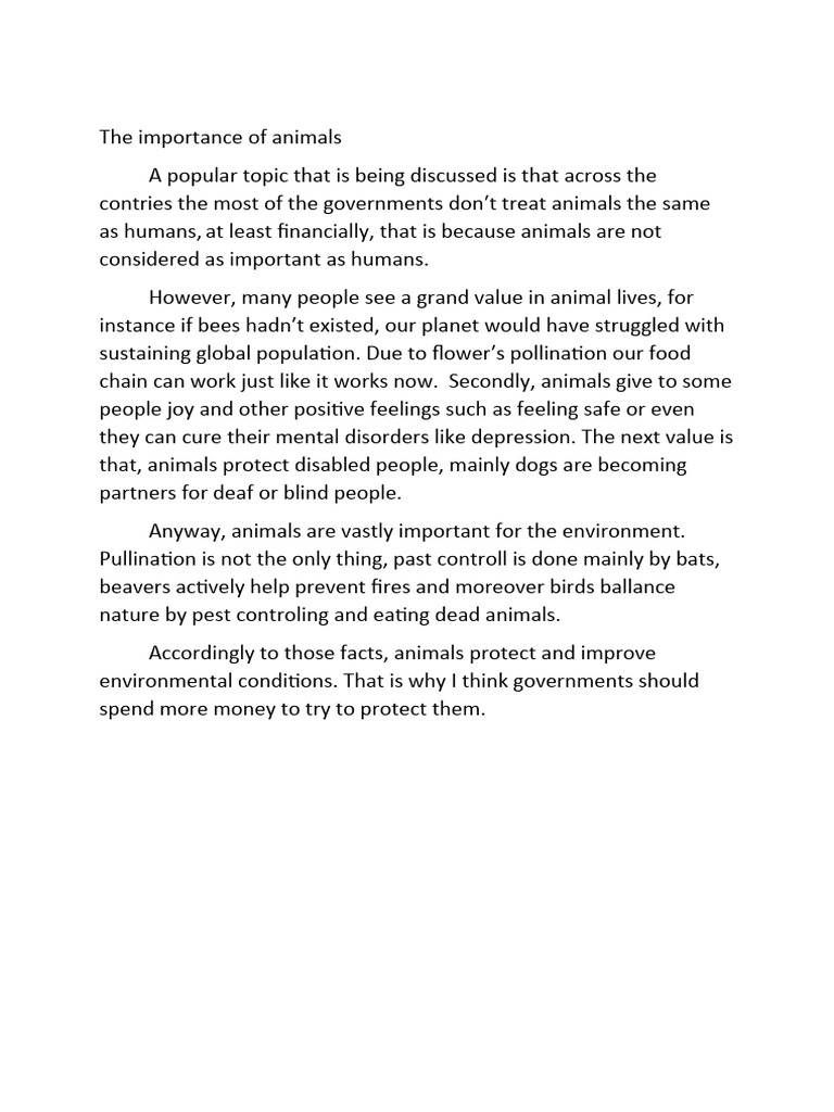 Importance of Animals to Humans | PDF