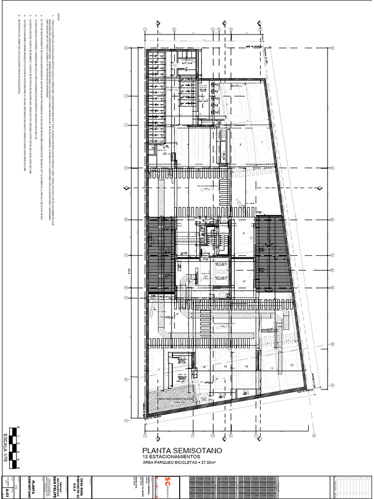 Planta Semisotano: 13 Estacionamientos | PDF