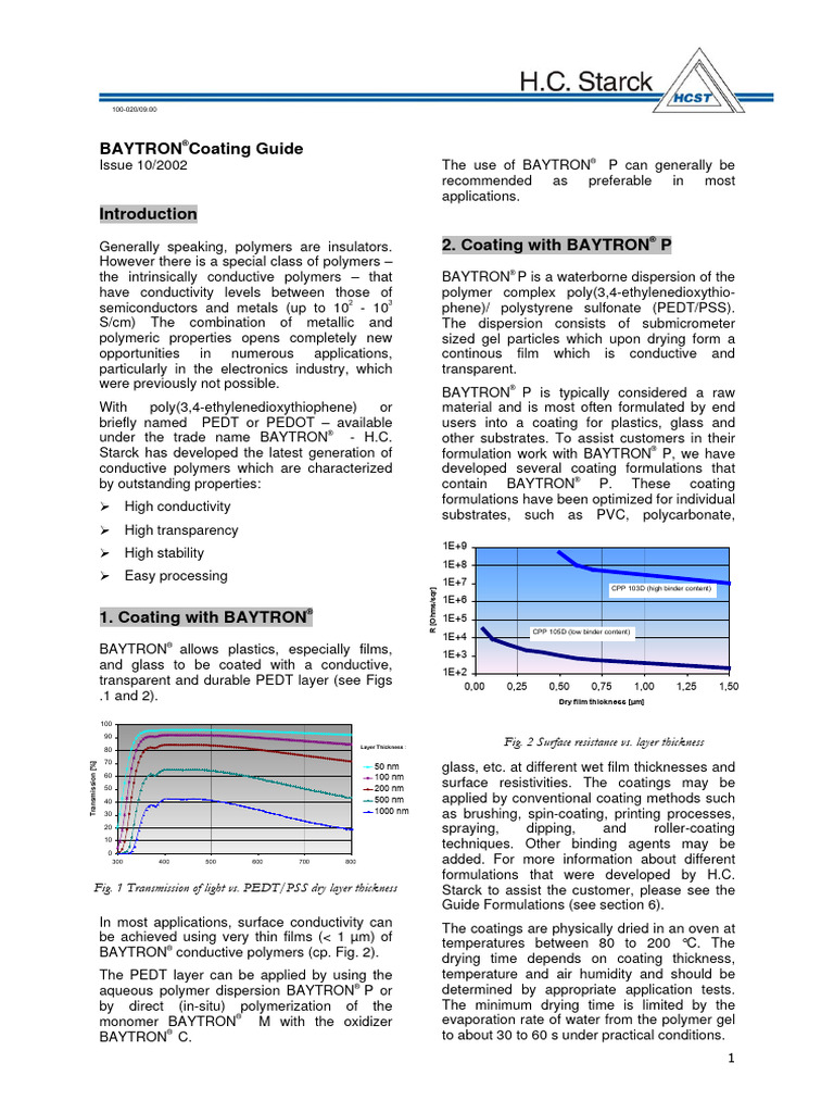 Baytron Coatingguide | PDF | Coating | Polymers