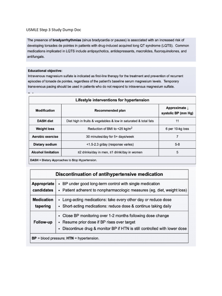 USMLE Step 3 Study Dump | PDF