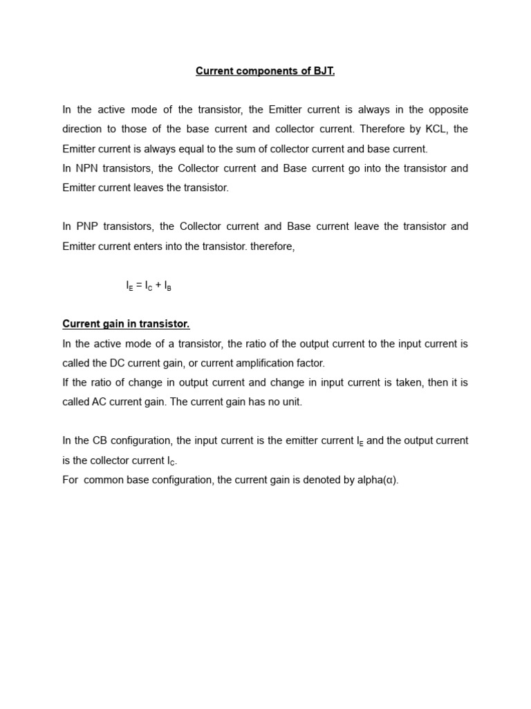 Current Components & Current Gain | PDF