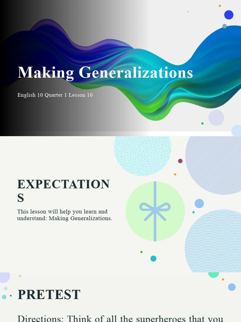ENG10Q1L10-Making Generalizations | PDF | Superheroes