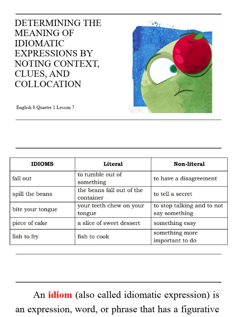 ENG8Q1L7-Determining The Meaning of Idiomatic Expressions by | PDF ...