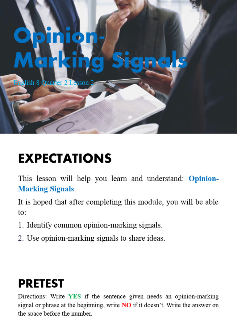 ENG8Q2L2 Opinion Marking Signals | PDF | Psychology | Psychological ...
