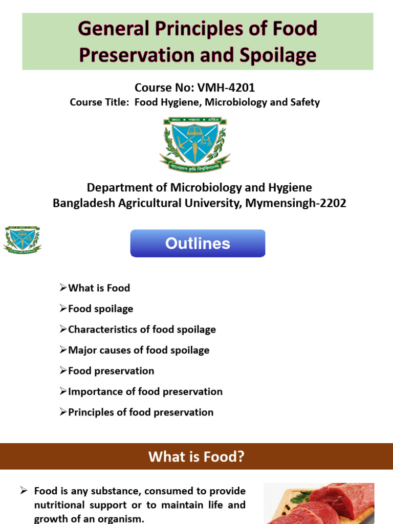 Principles of Food Preservation and Spoilage | PDF | Foods | Food ...