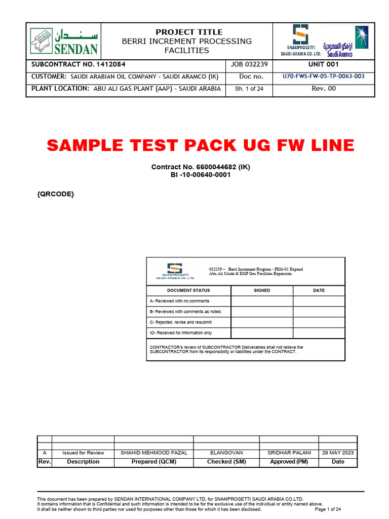 Test Package - 0063-003 | PDF | Valve | Saudi Arabia