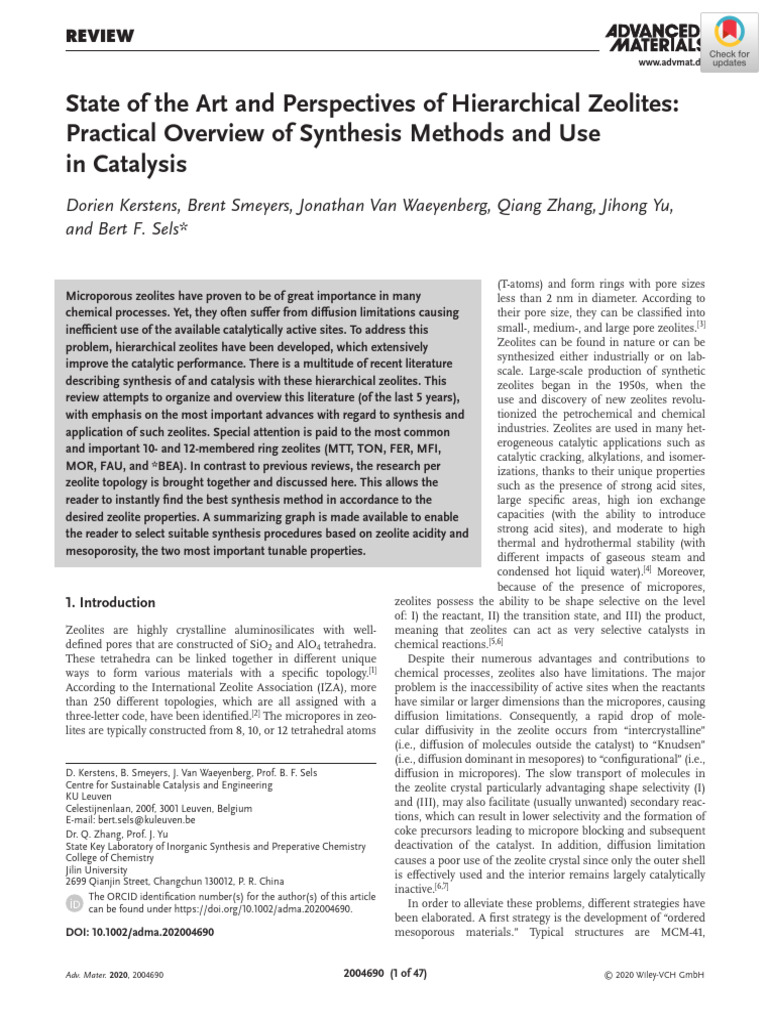 10 1002@adma 202004690 | PDF | Zeolite | Catalysis