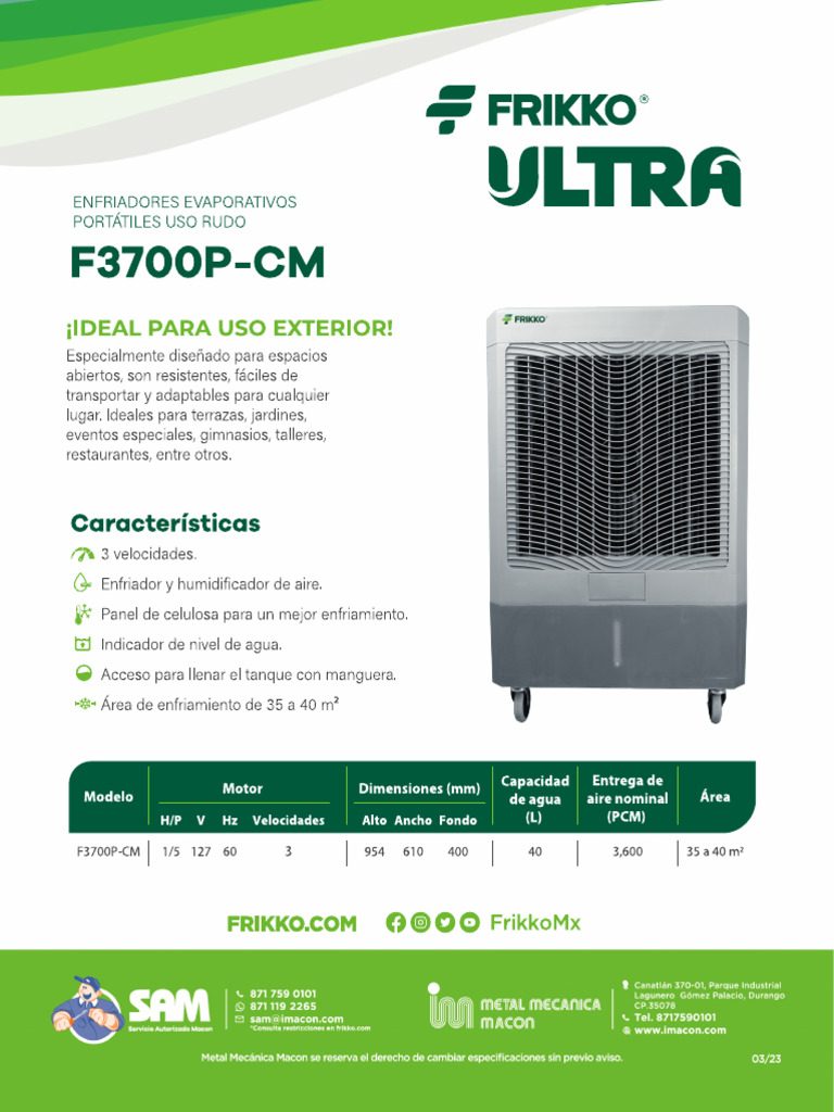F3700P CM Frikko Ultra Ficha Tecnica 2023 ABR | PDF