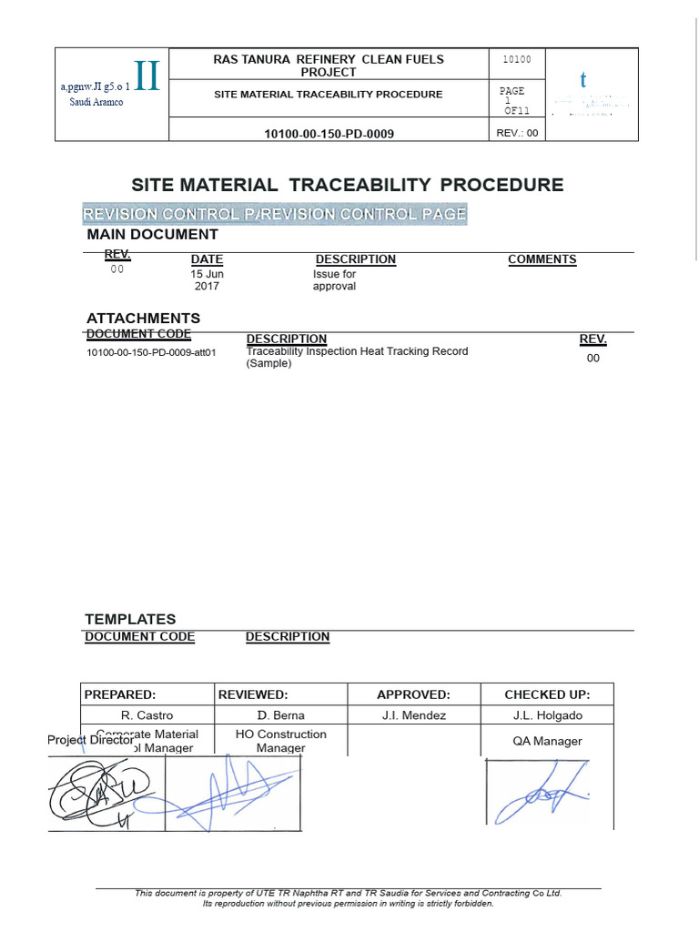Site Material Traceability Procedure | PDF | Politics Of Saudi Arabia ...