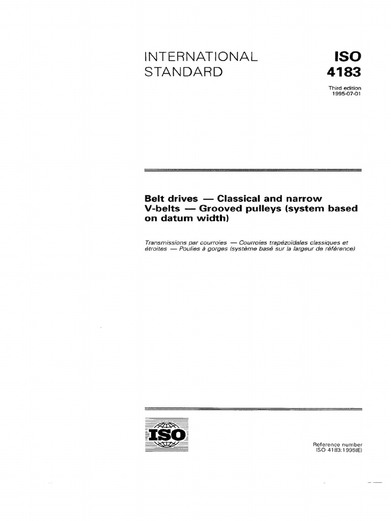 ISO 4183: V-Belt Pulley Standards | PDF | International Organization ...