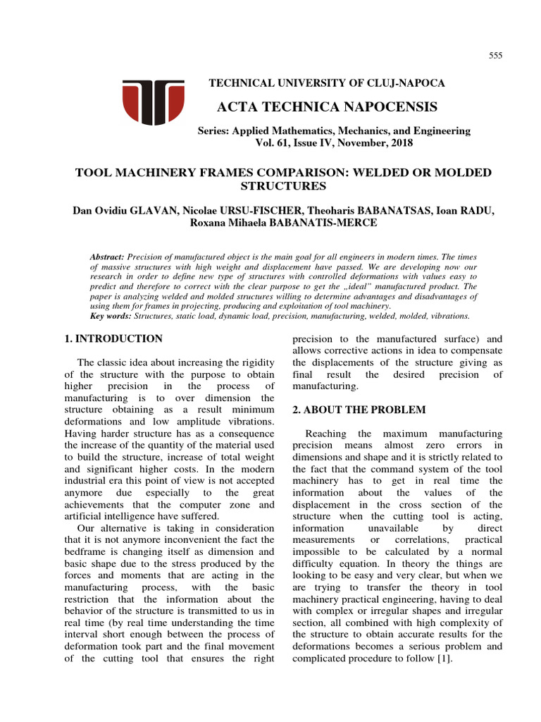 Tool Machinery Frames Comparison Welded | PDF | Equations | Finite Element Method