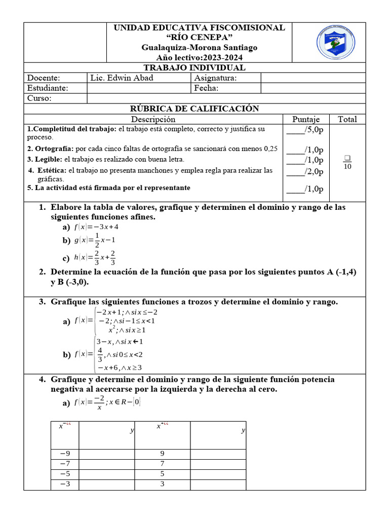 Tarea 1-Funciones Reales | PDF