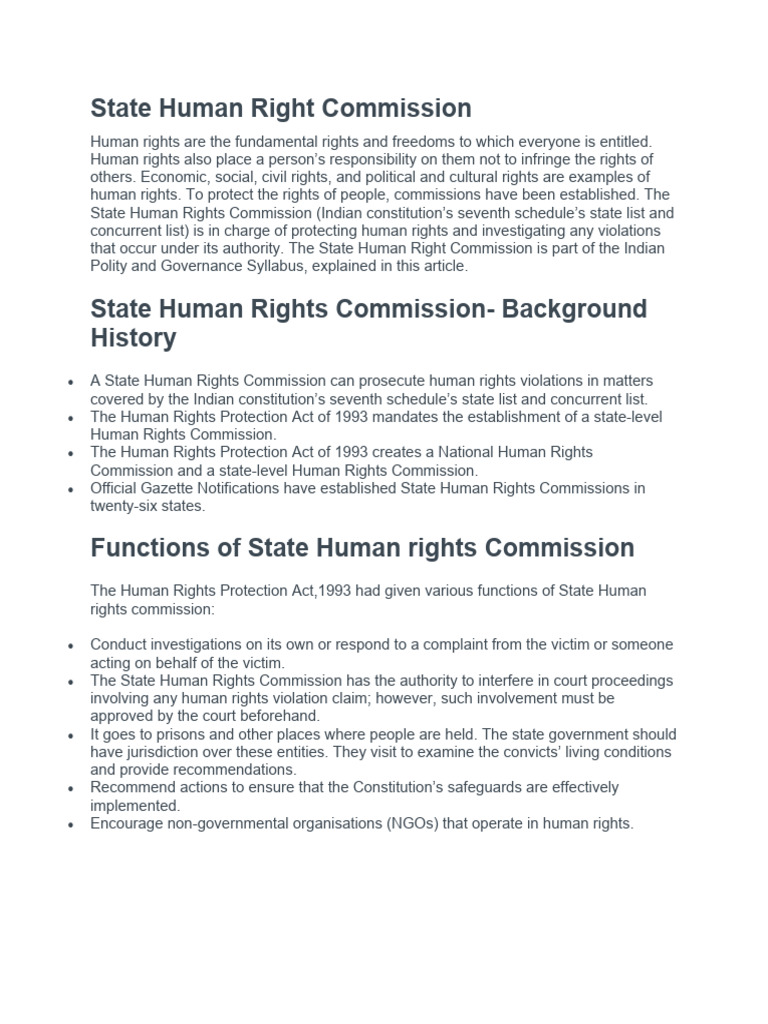 State Human Right Commission | PDF