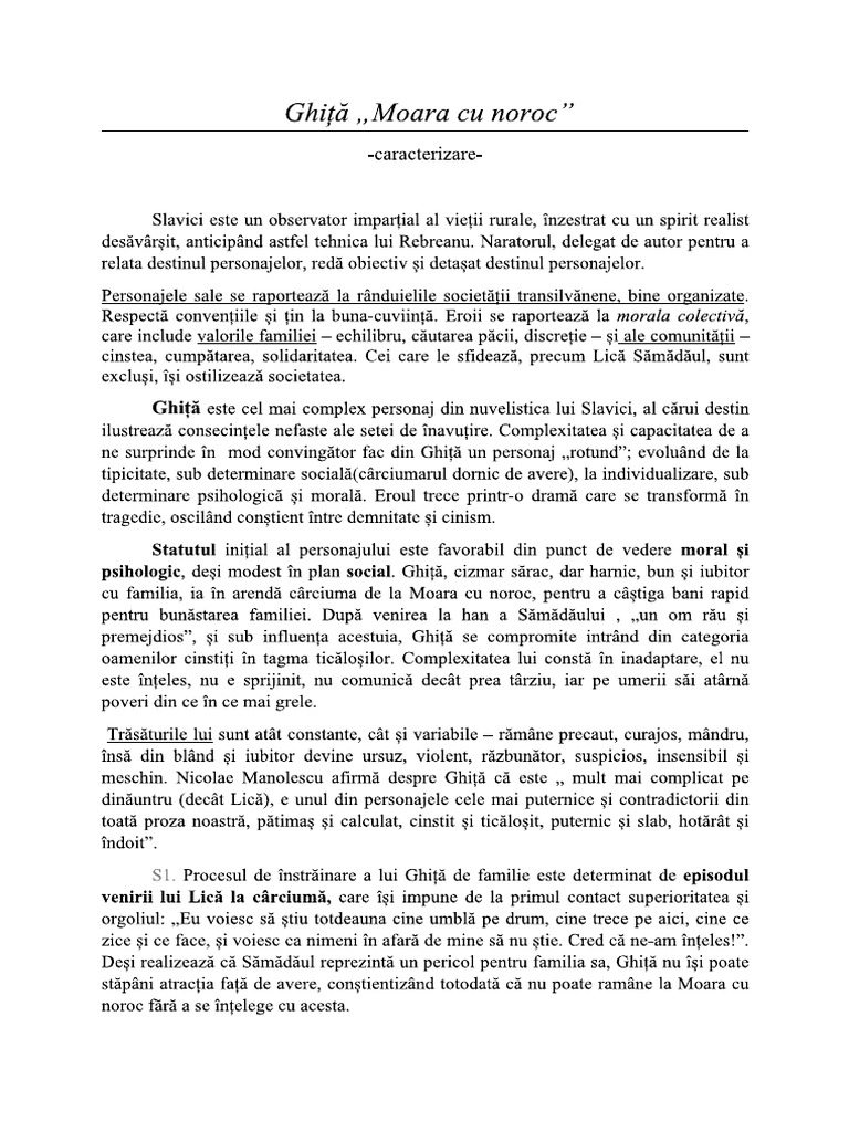 Caracterizare Moara Cu Noroc | PDF