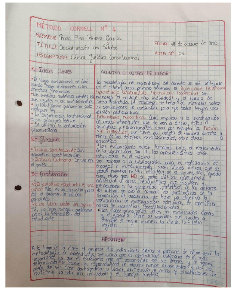 Método Cornell Semana 1 | PDF