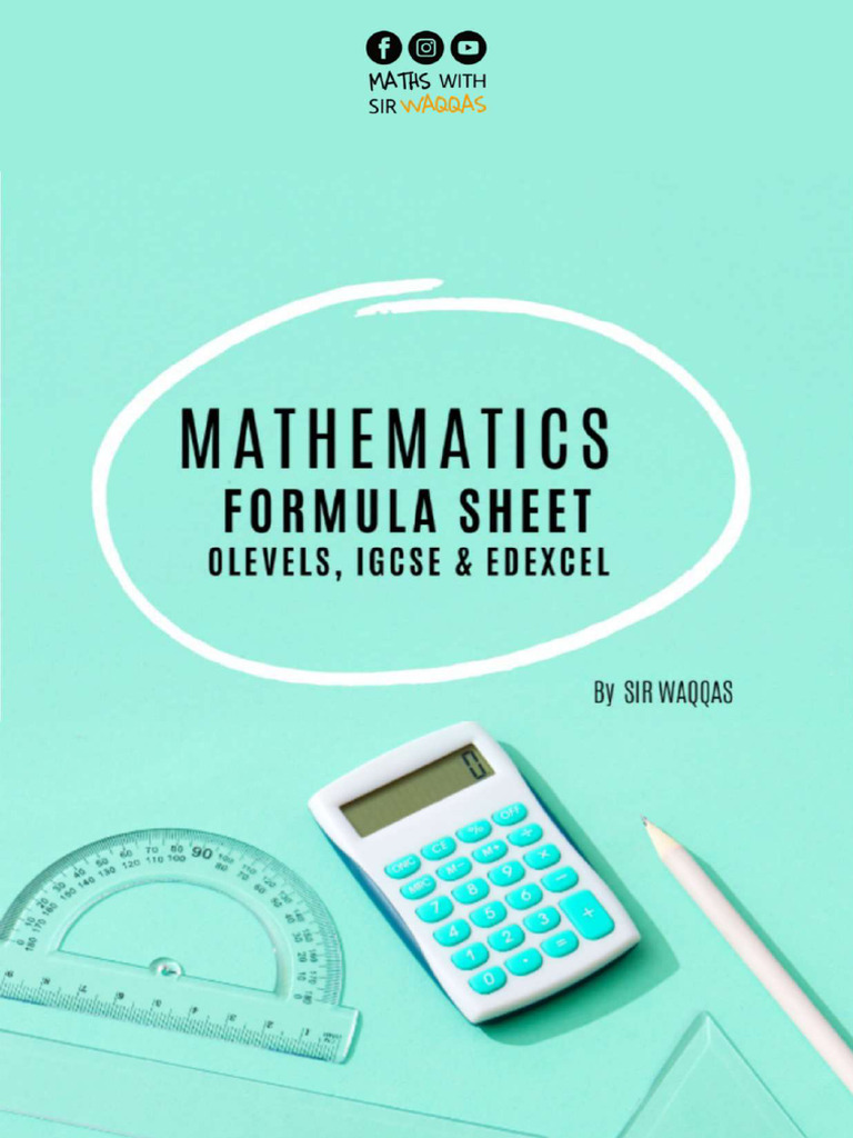 Maths Formula Sheet Pdf