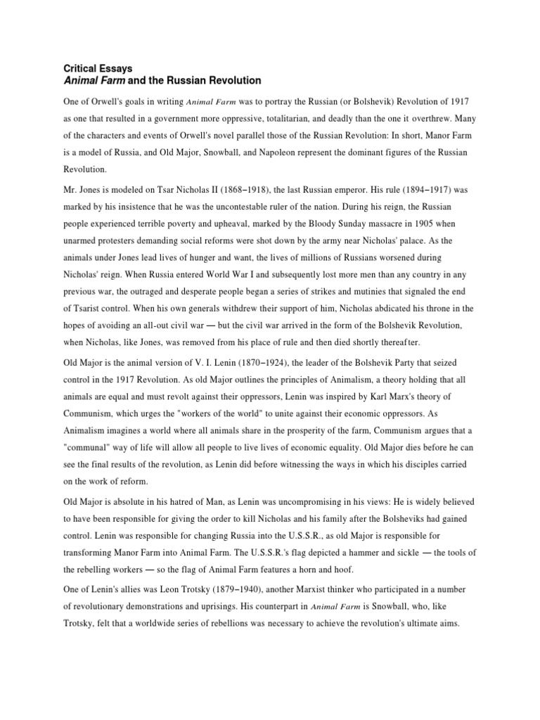 Animal Farm and The Russian Revolution: Critical Essays | PDF | Russian ...