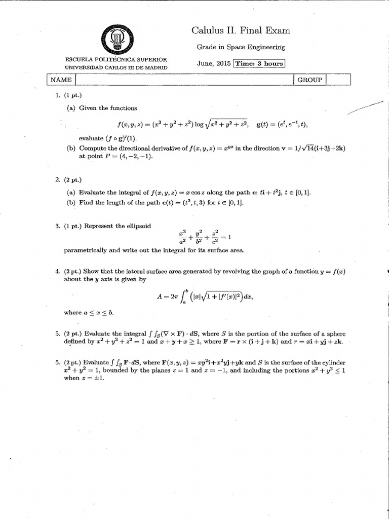 2015-6-Colección Examenes Finales y Parciales Cálculo LLL UC3M Aero Enonce Correction | PDF ...