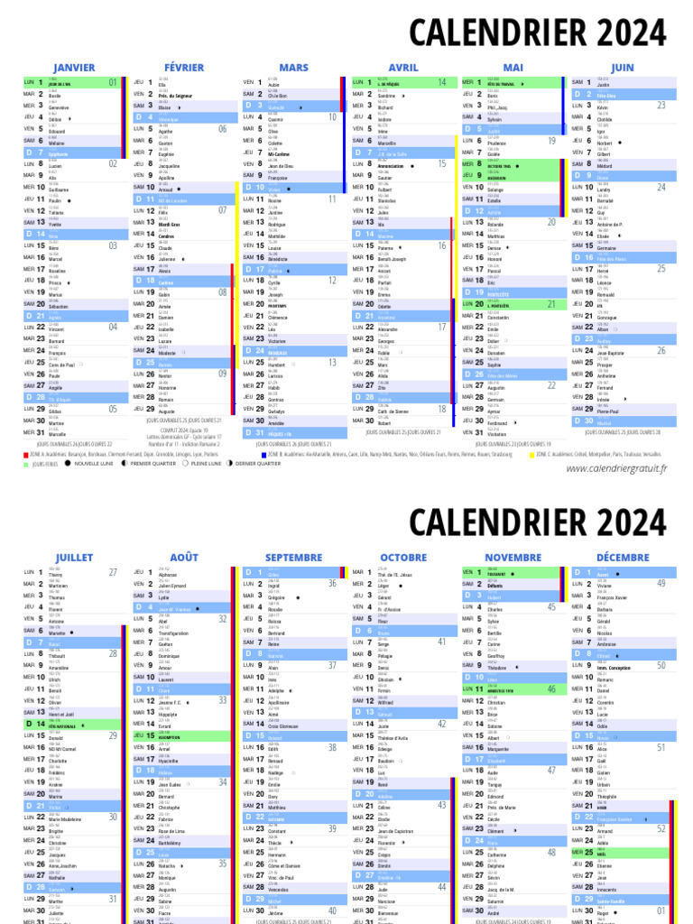 Calendrier 2024: Jours Fériés et Saints | PDF | Calendrier chrétien